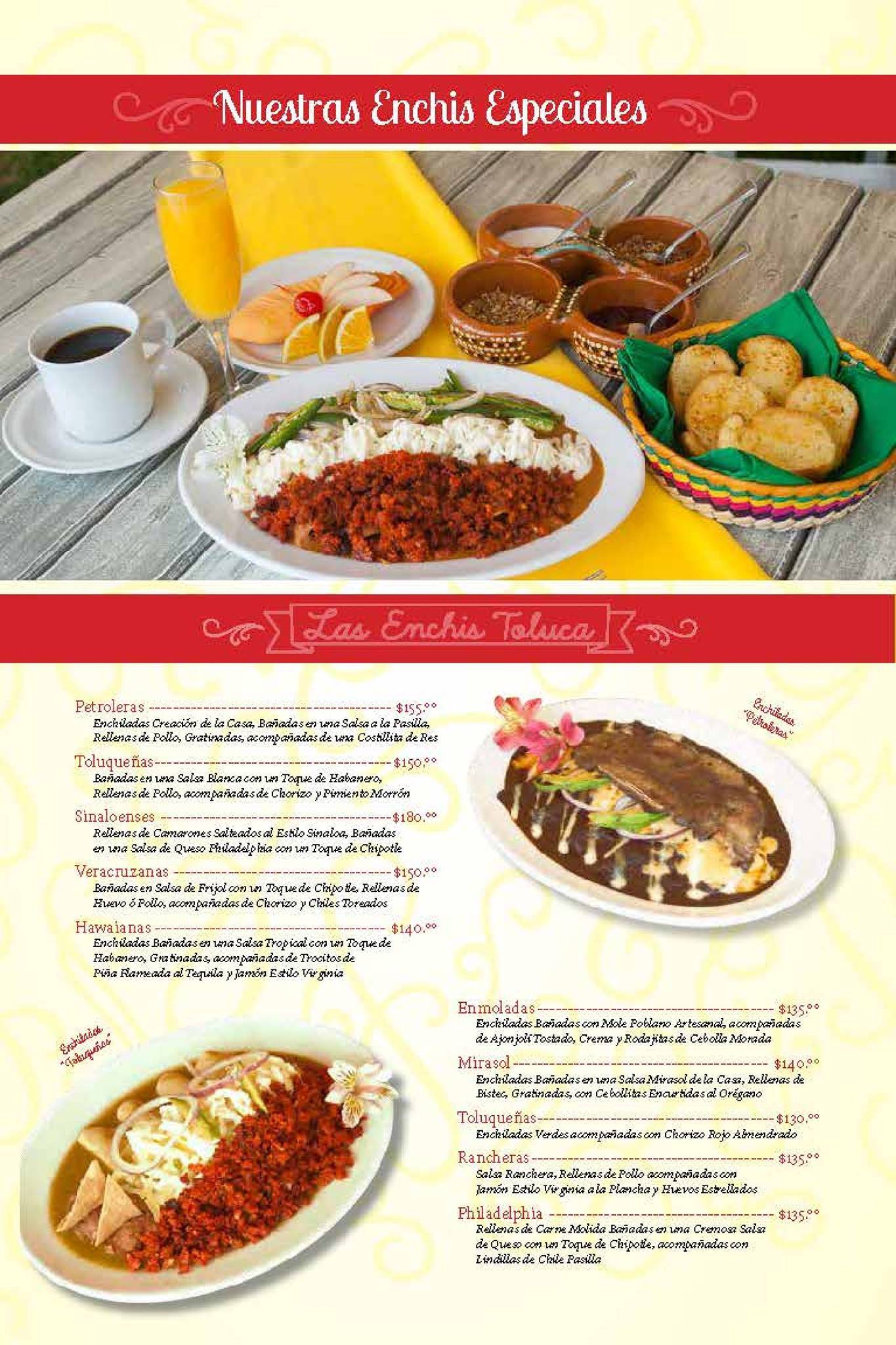 Carta del restaurante Las Enchis México "Atlacomulco", Atlacomulco