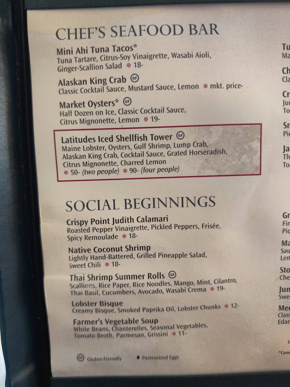 Menu at Latitudes Restaurant, Highland Beach, S Ocean Blvd