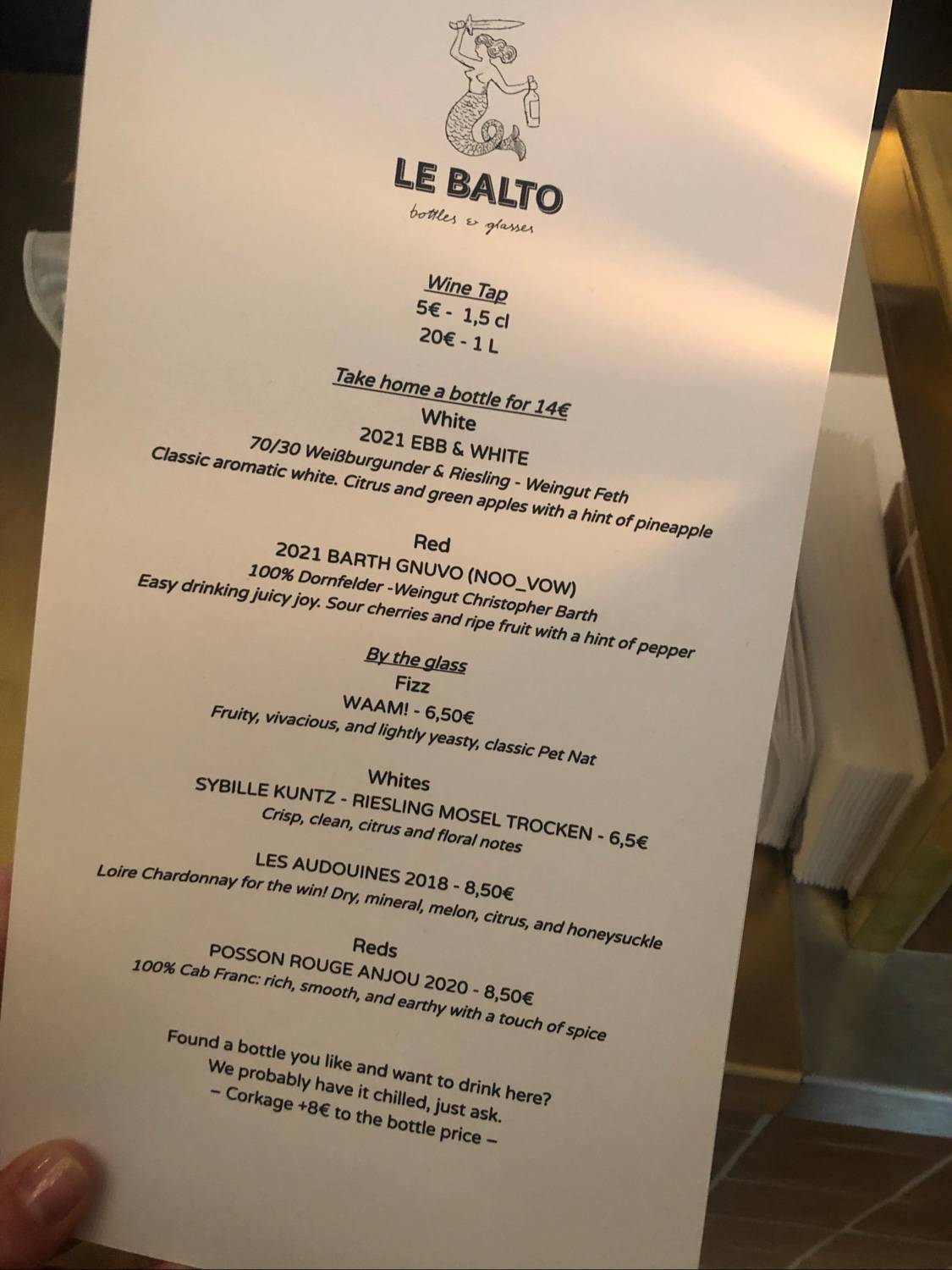Carta del pub y bar Le Balto, Berlin