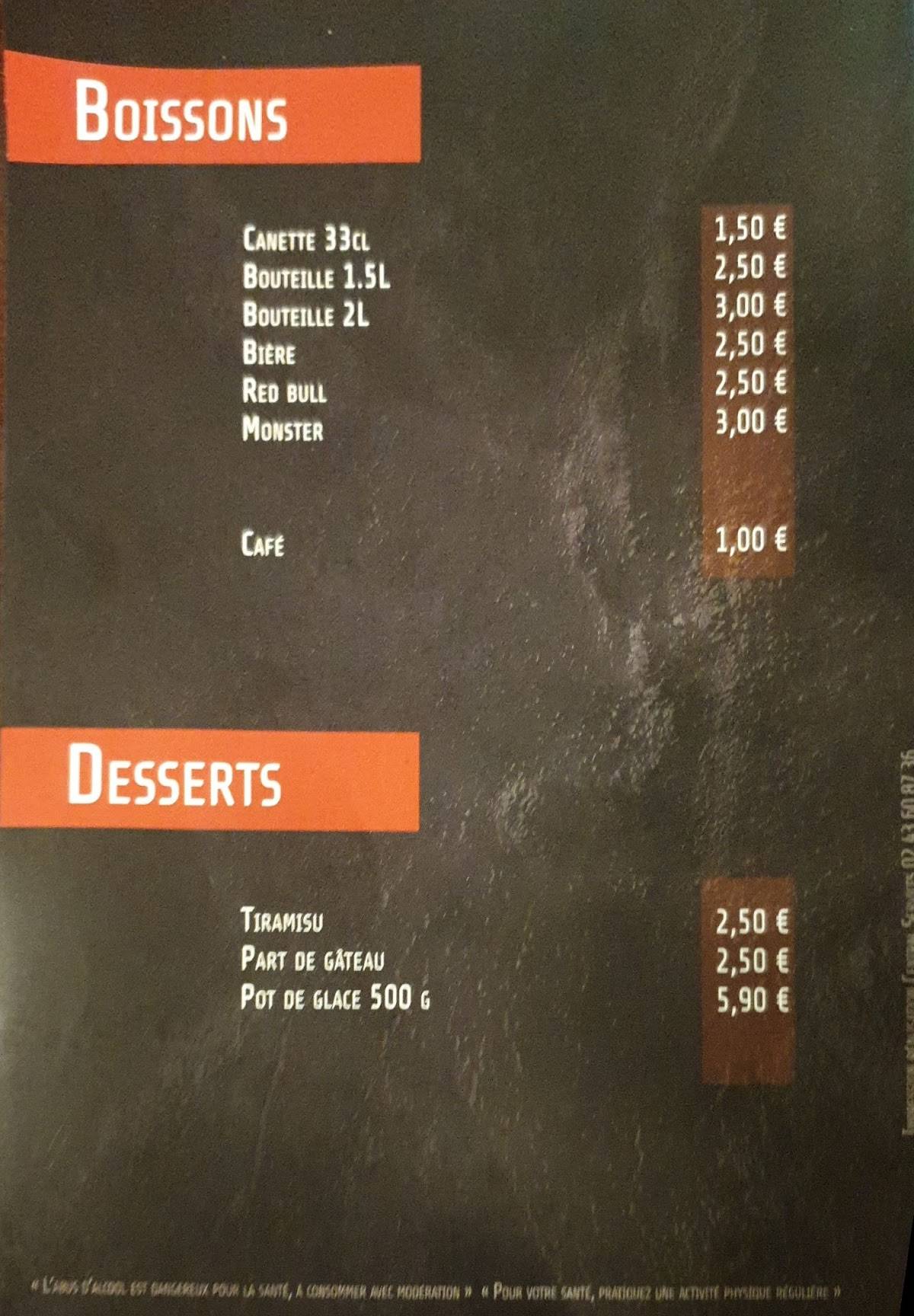 Menu au Le Fast Food Kebab, La Ferté-Bernard