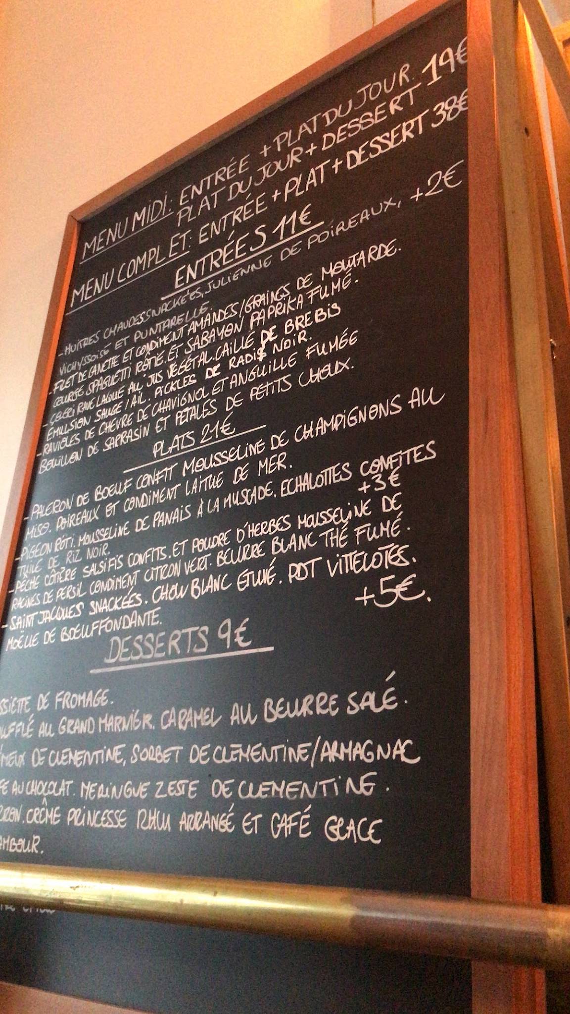 Menu at Le Pantruche restaurant, Paris, 3 Rue Victor Massé