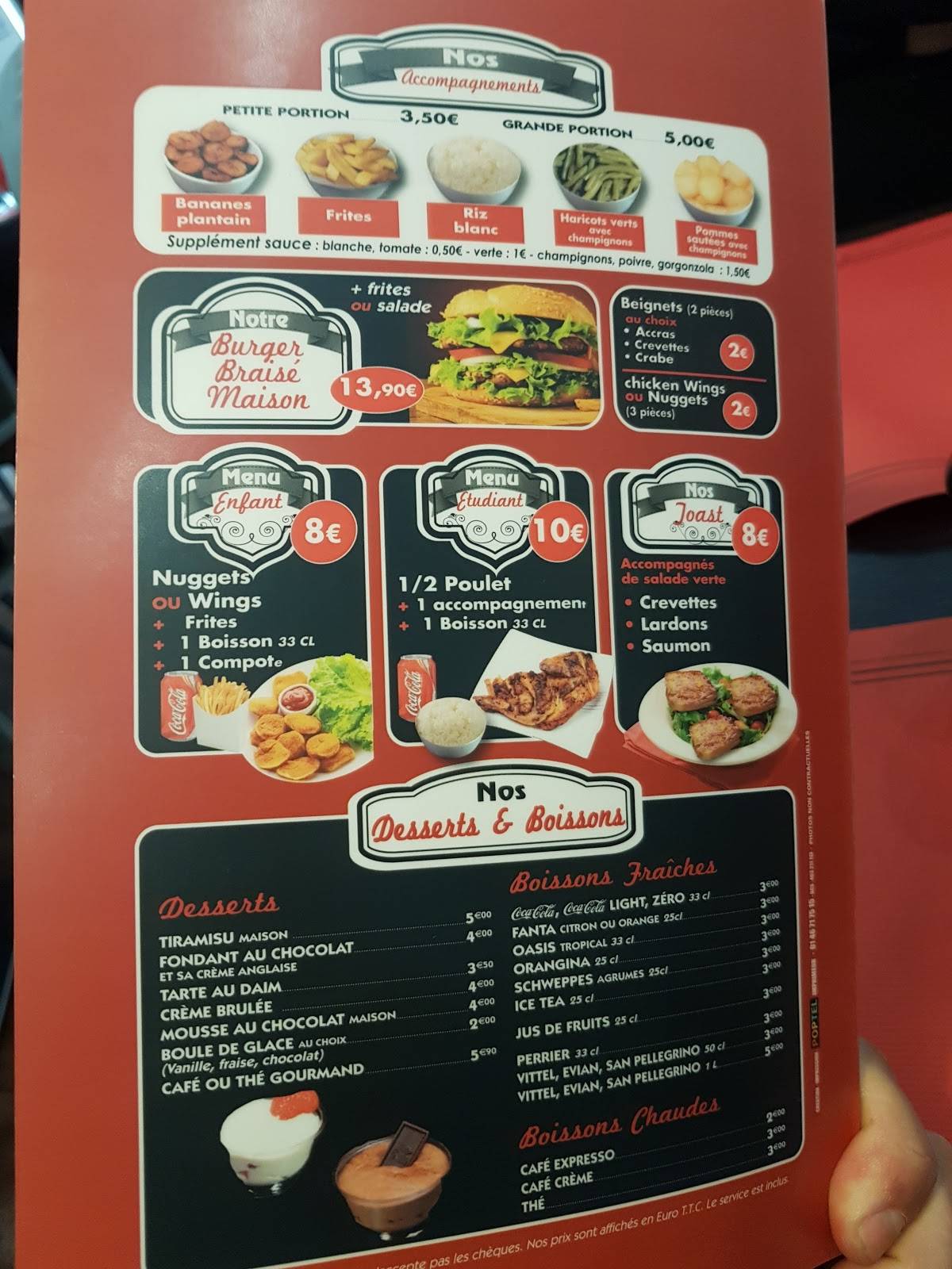 Menu au Le Poulet Braisé restaurant, Évry