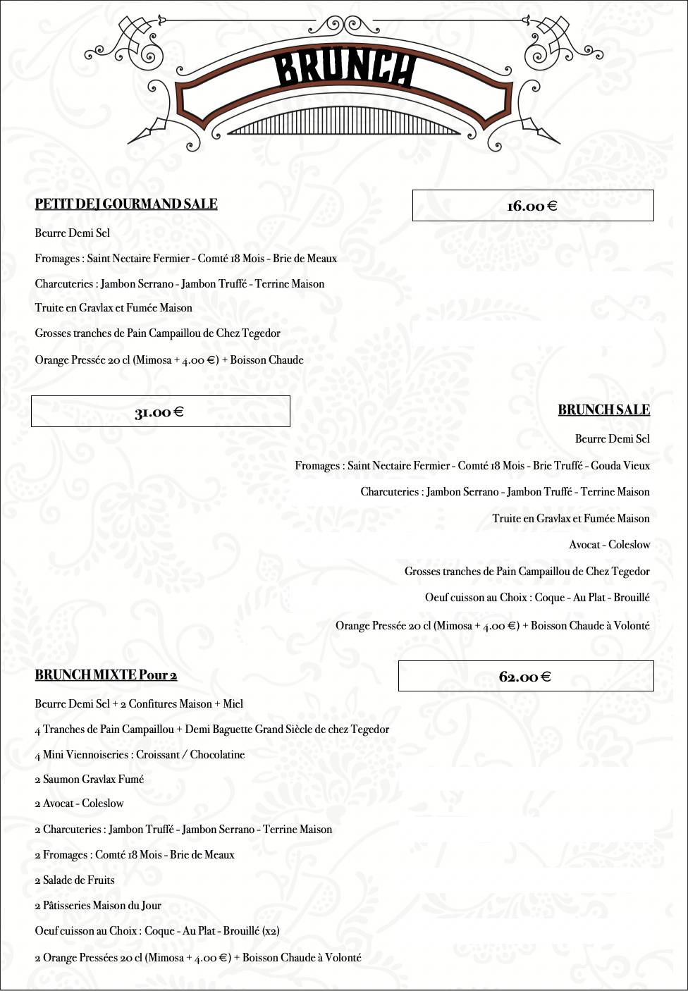 Menu at Le Recoin restaurant, Arès