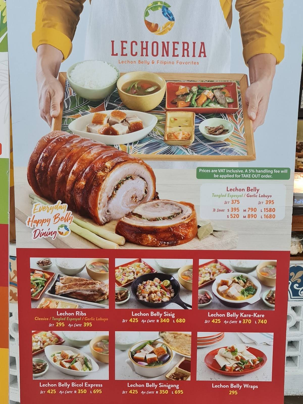 Menu at Lechoneria restaurant, Pasay