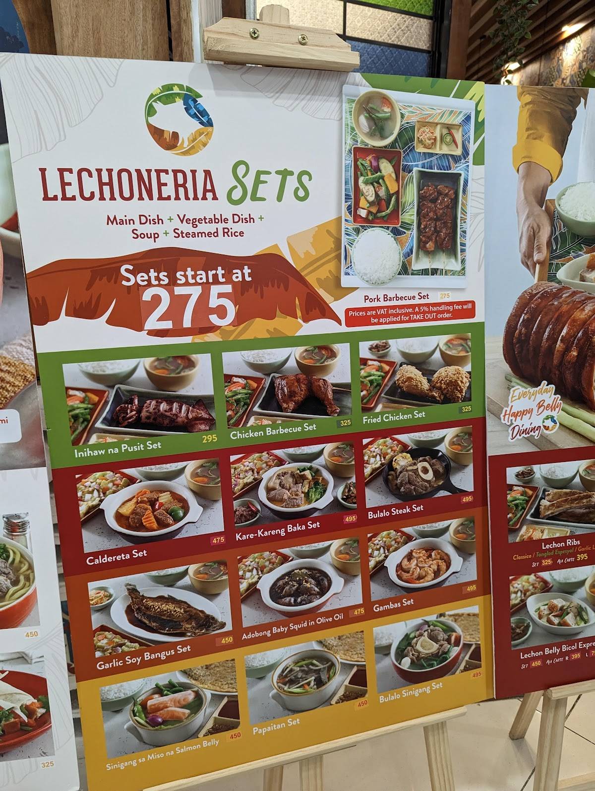 Menu at Lechoneria restaurant, Pasay