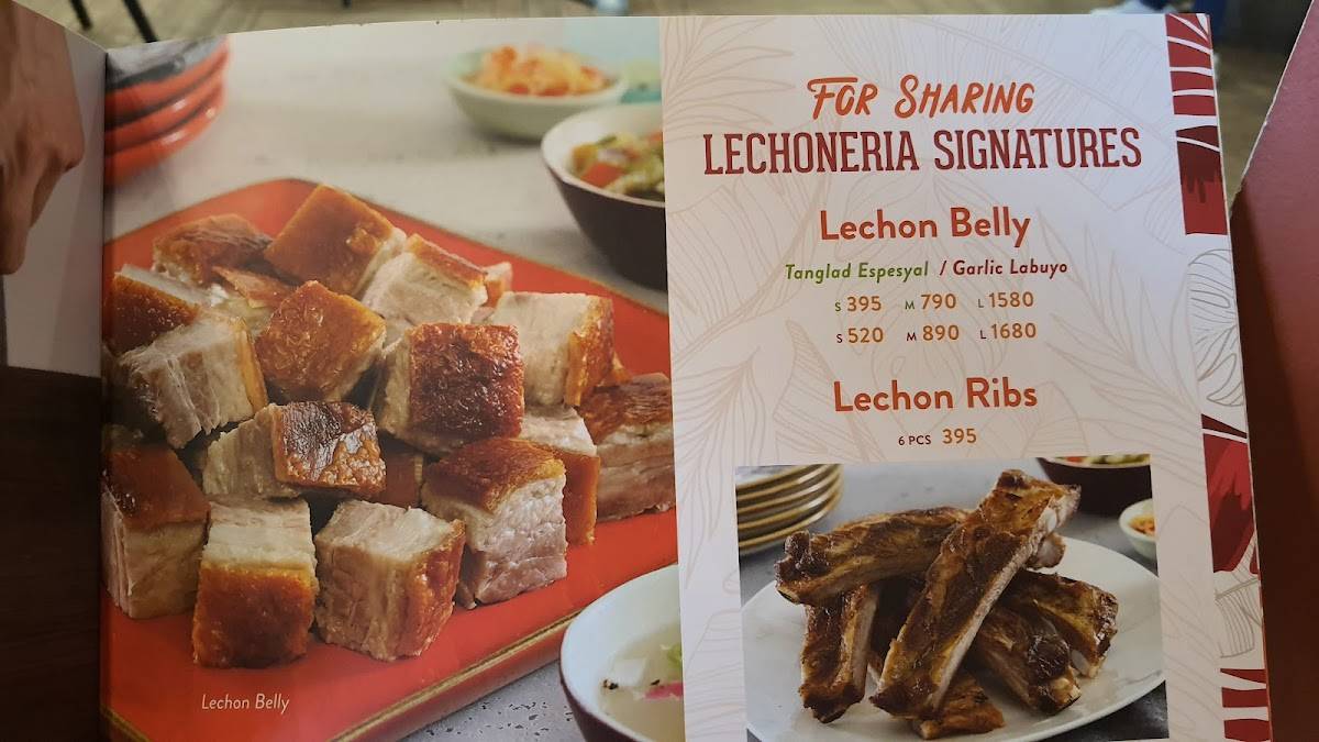 Menu at Lechoneria restaurant, Pasay
