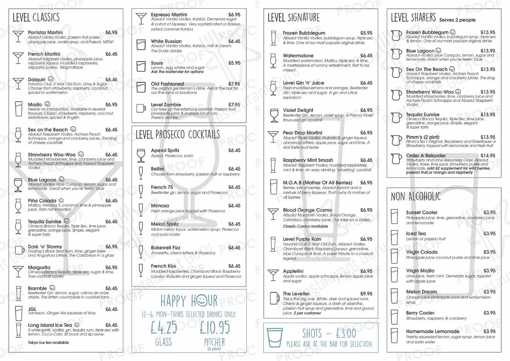 Menu at Level Cafe Bar & Grill, Hull
