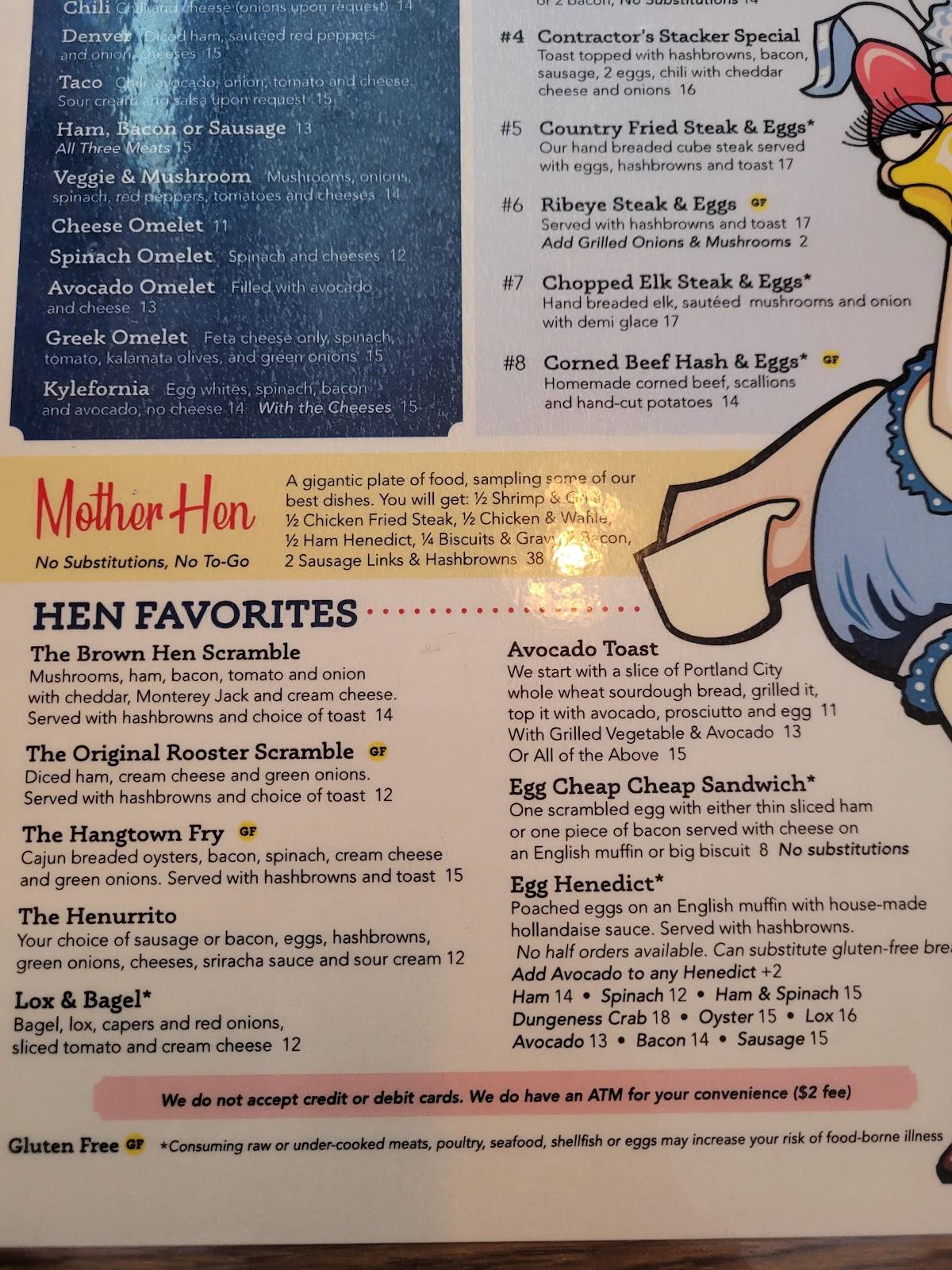 Menu at Little Brown Hen Cafe, Florence