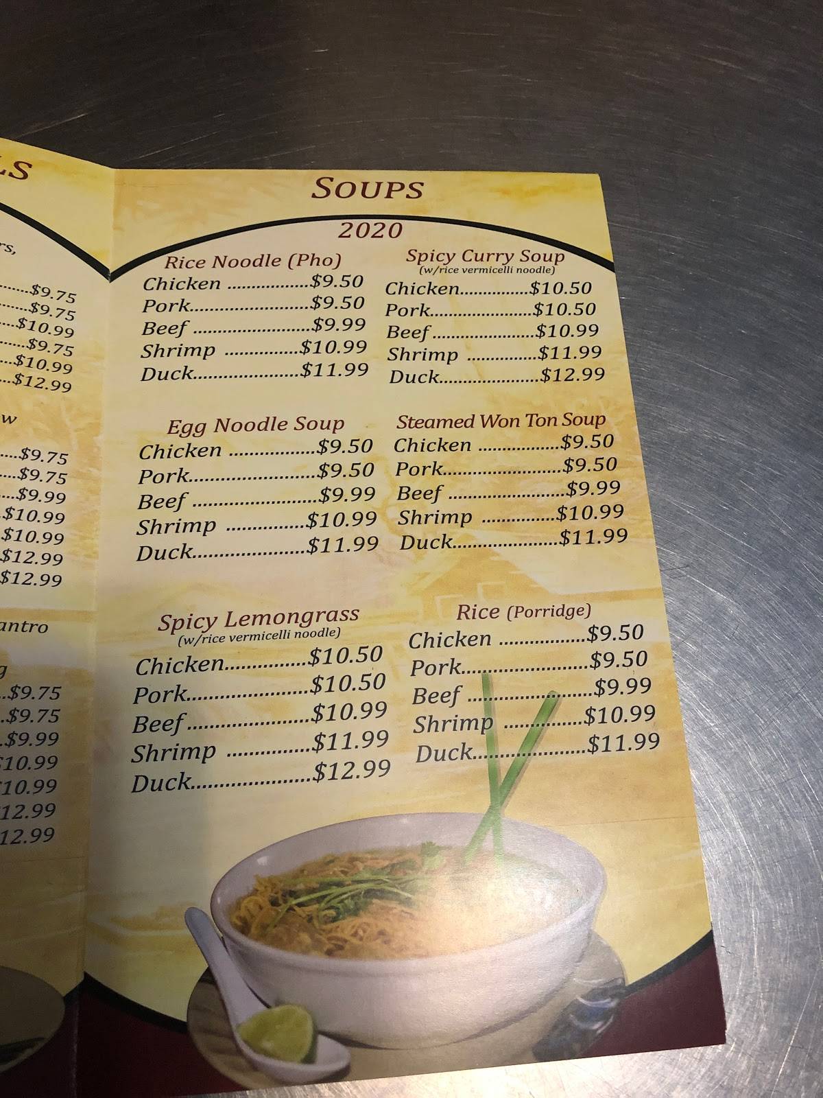 Menu at Little Saigon Restaurant, Las Vegas