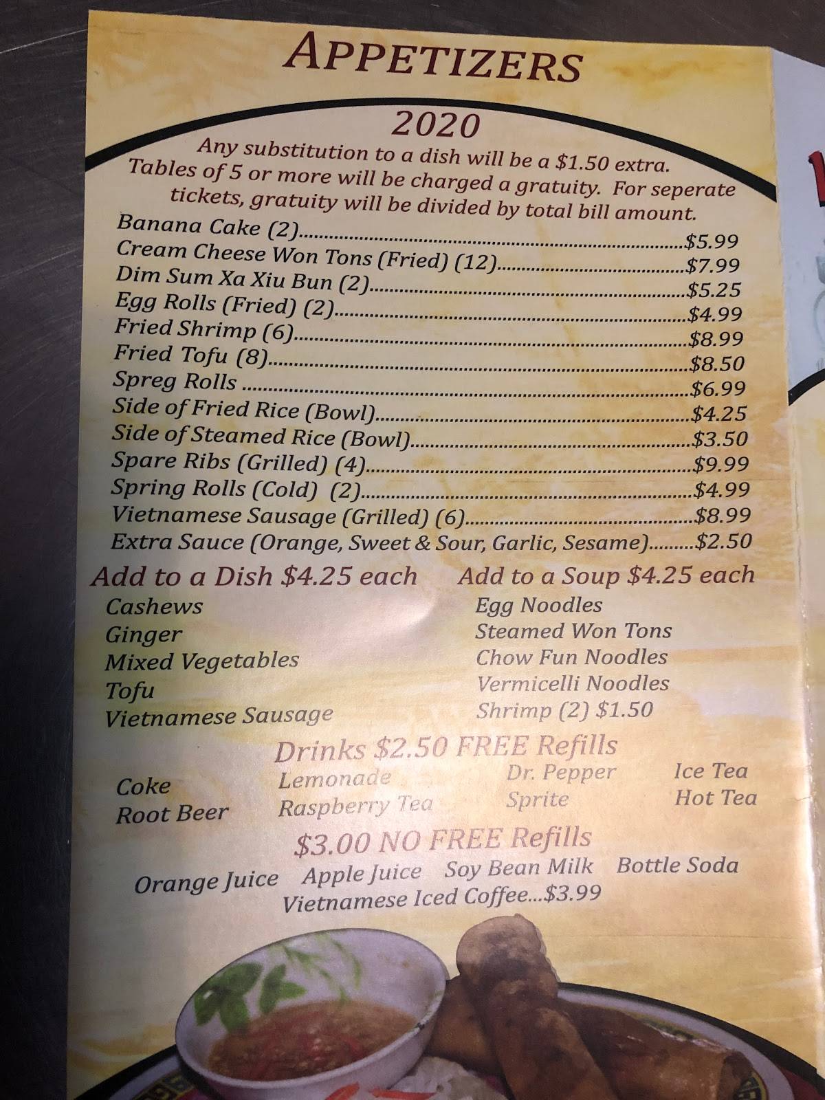 Menu at Little Saigon Restaurant, Las Vegas