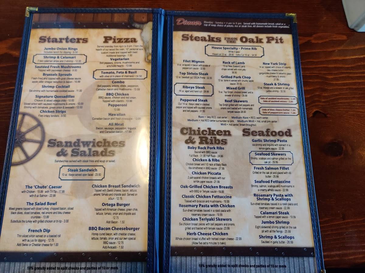 Menu at Loading Chute Restaurant and Barn, Creston