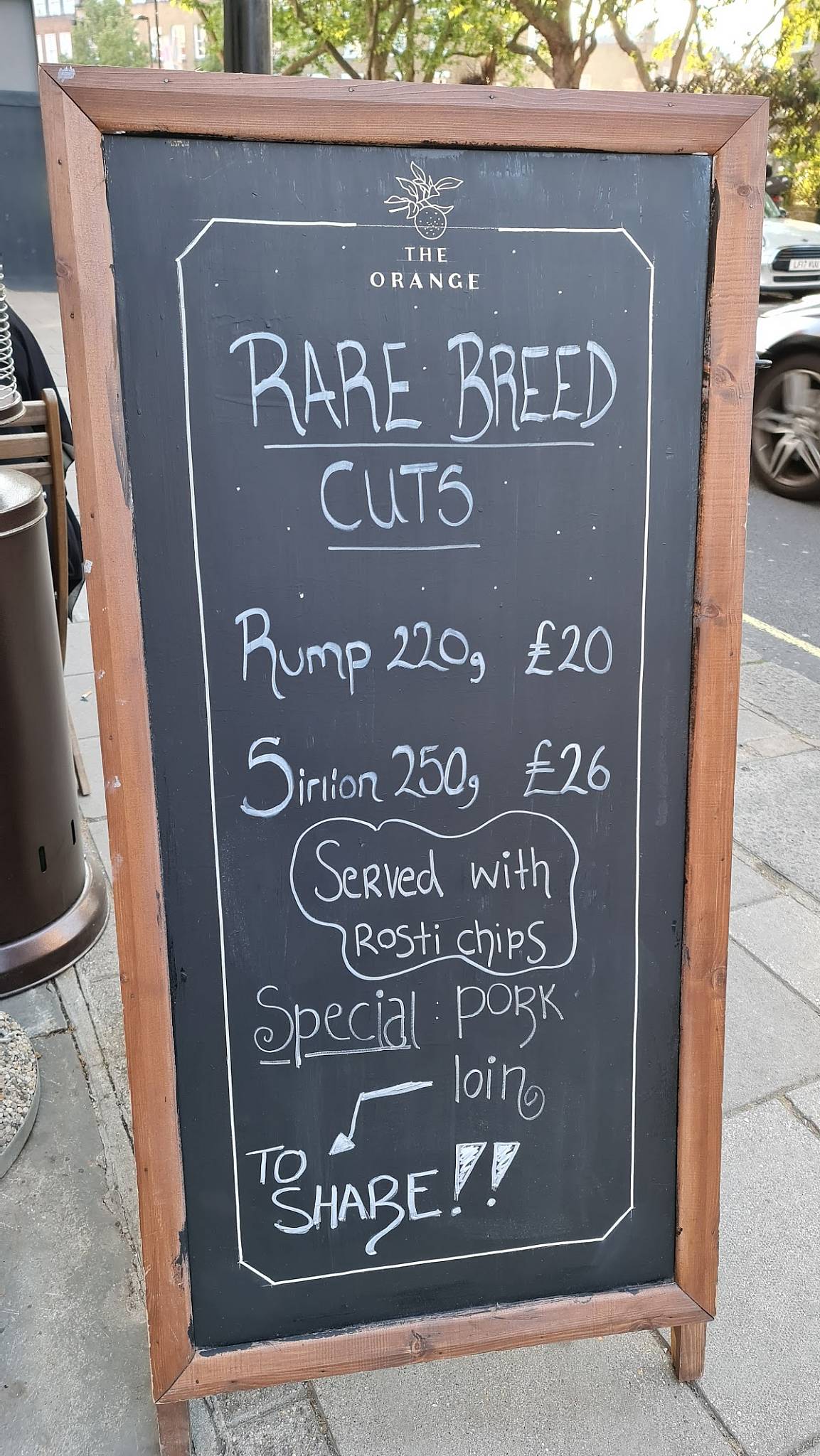 Menu at The Orange Pub & Boutique Hotel Belgravia, London, 37 Pimlico Rd