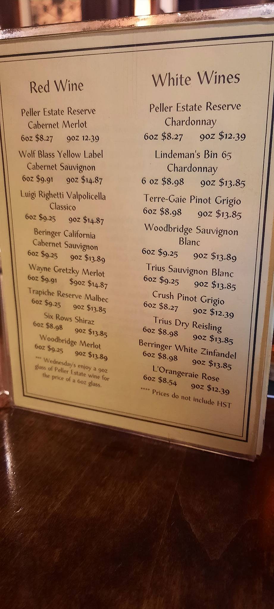 Menu at The Waltzing Weasel pub & bar, London