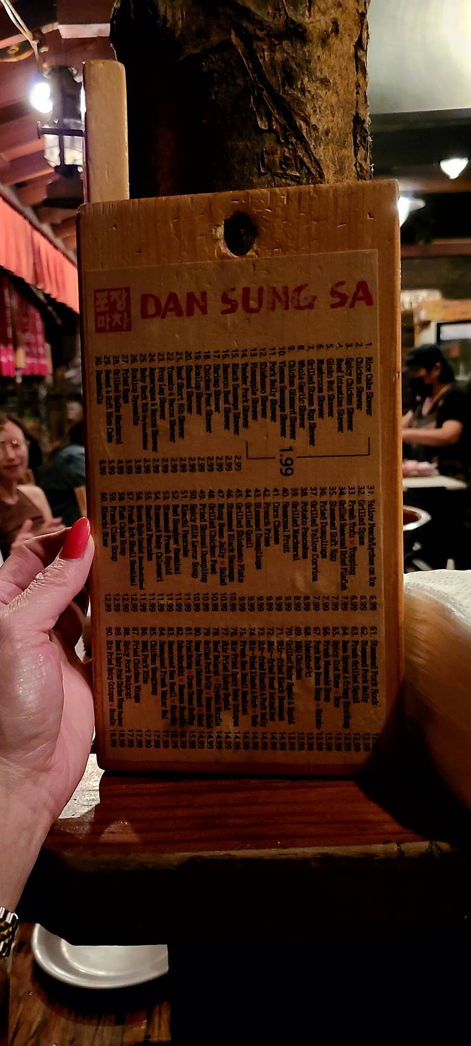 Menu at Dan Sung Sa restaurant, Los Angeles, W 6th St