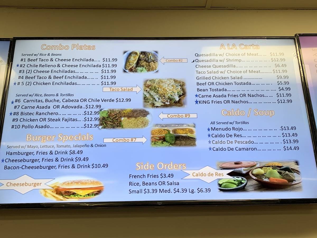 Menu at Los Reyes Mexican Food restaurant, Moreno Valley