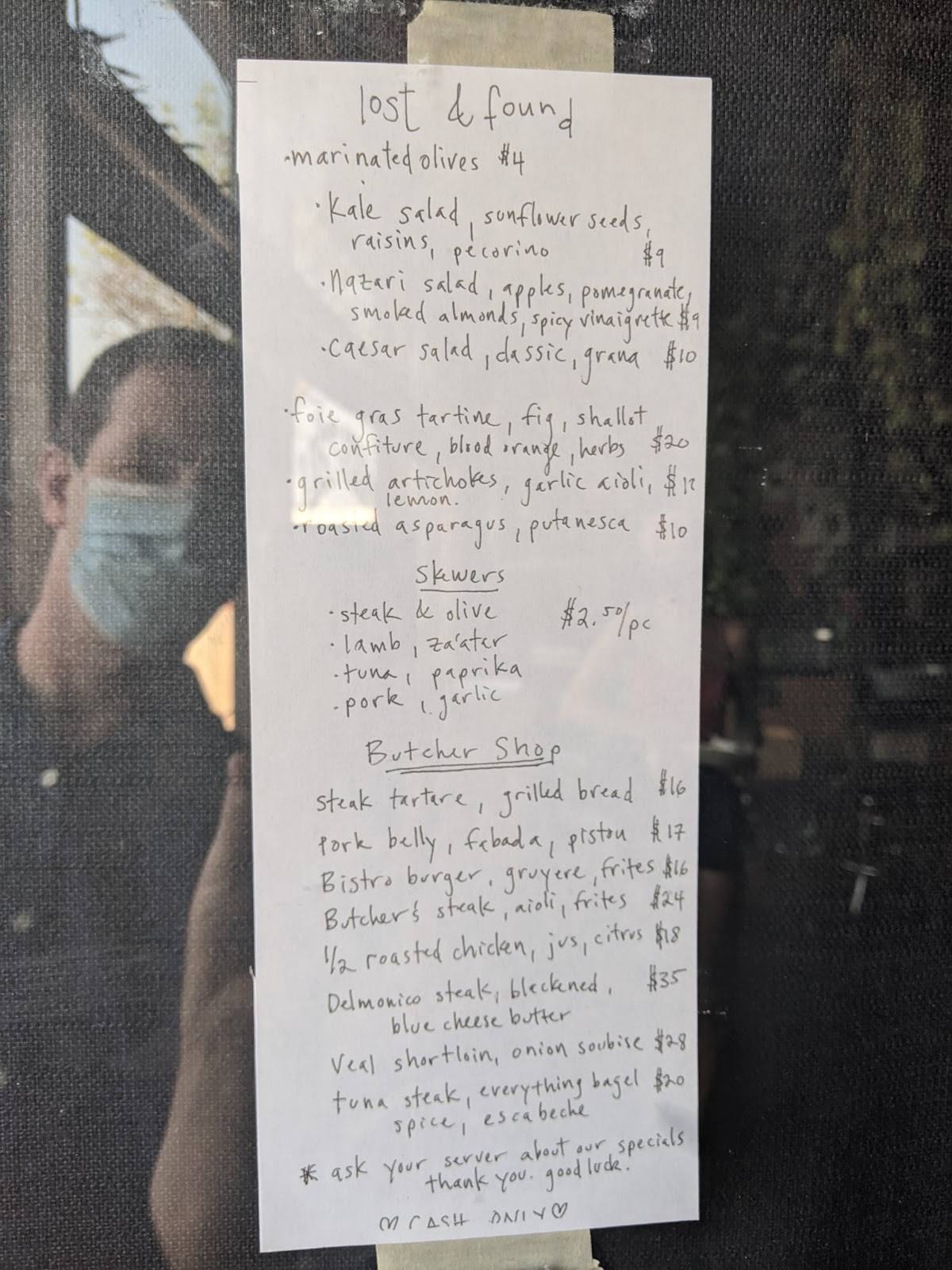 Menu at Lost And Found restaurant, Long Beach
