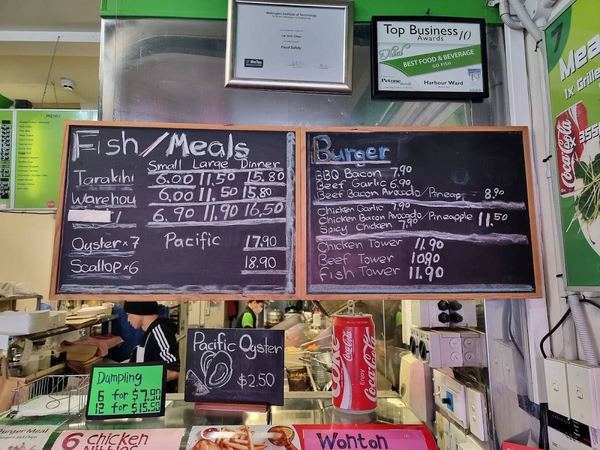 Menu at Go Fish restaurant, Lower Hutt