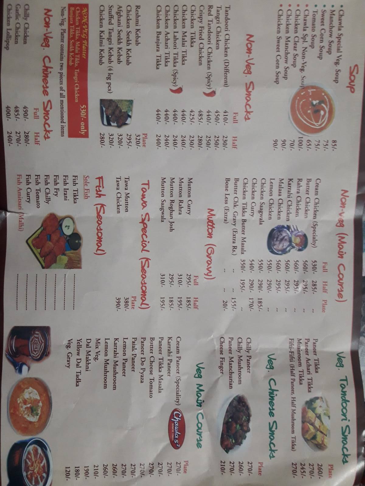 Menu at CHAWLA CHICKEN AARTI CHOWK, FEROZPUR ROAD LUDHIANA, Ludhiana ...