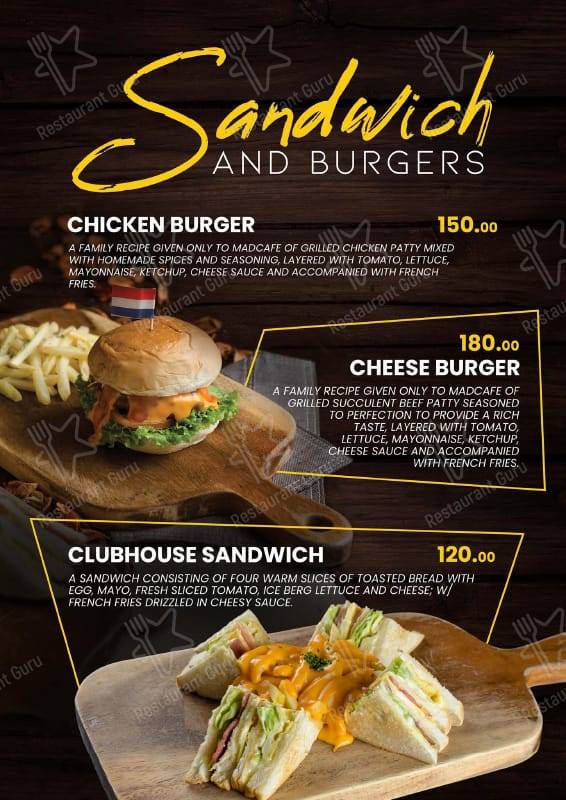 Menu at Mad Cafe, Quezon City