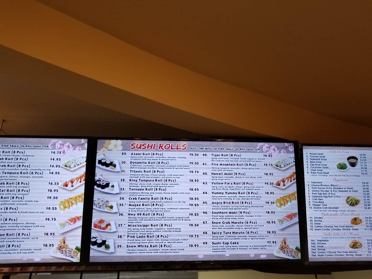 Menu at Atami of Magee restaurant, Magee