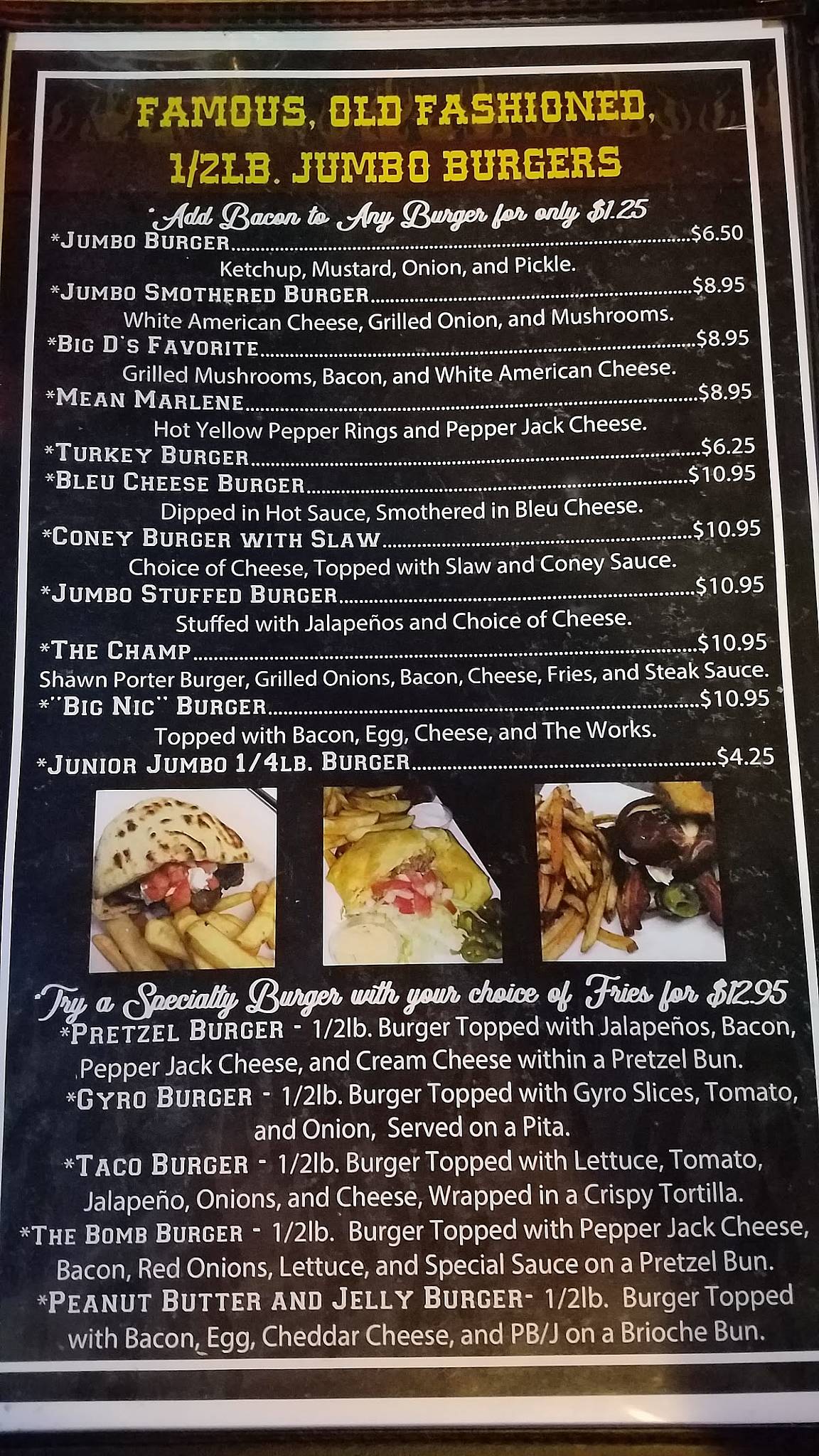 Menu at Main Street Saloon pub & bar, Akron