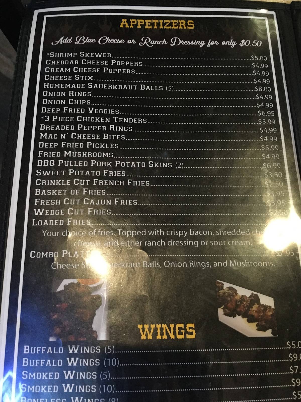 Menu at Main Street Saloon pub & bar, Akron