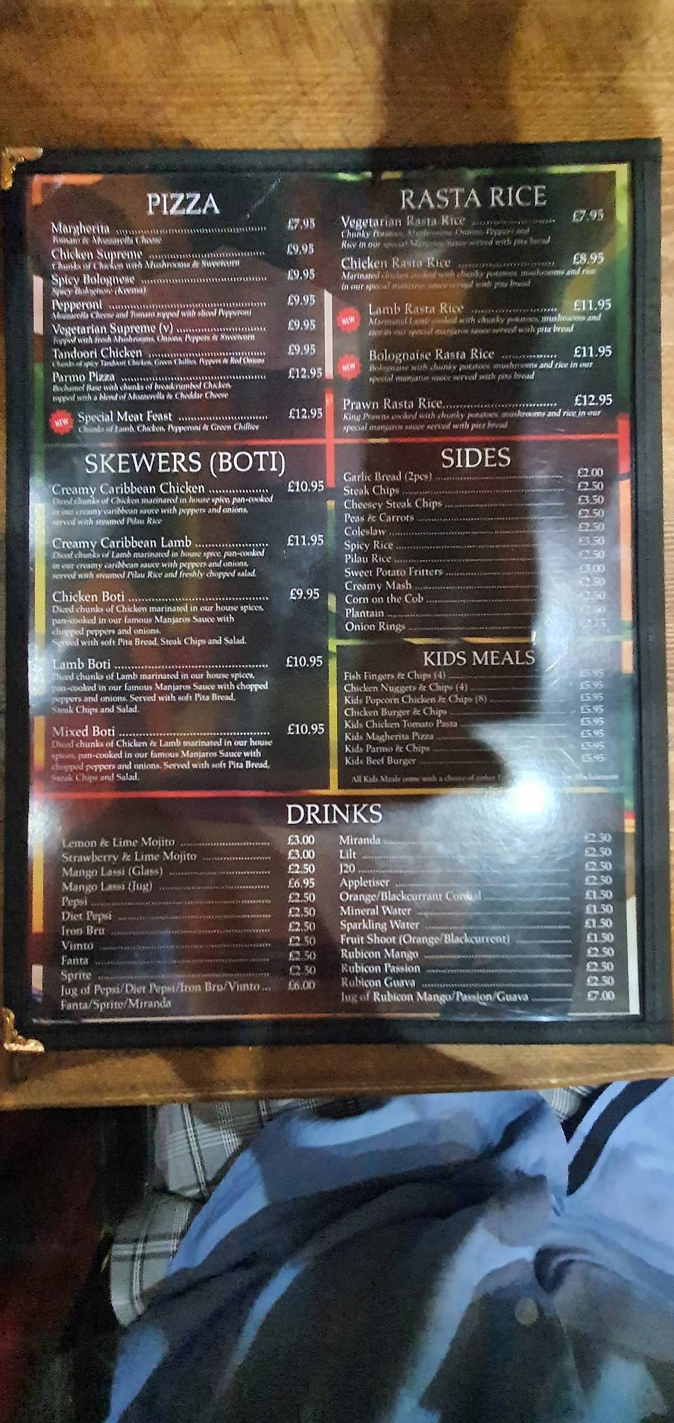 Menu at Manjaros Restaurant Manchester, Manchester