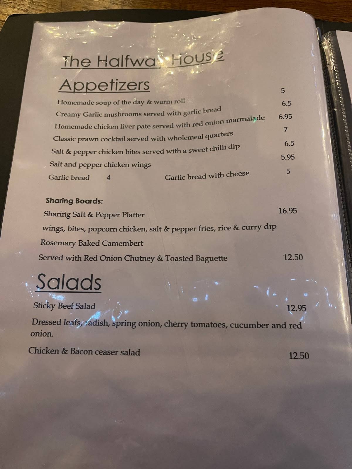 Menu at The Halfway House pub & bar, Oldham, 499 Rochdale Rd