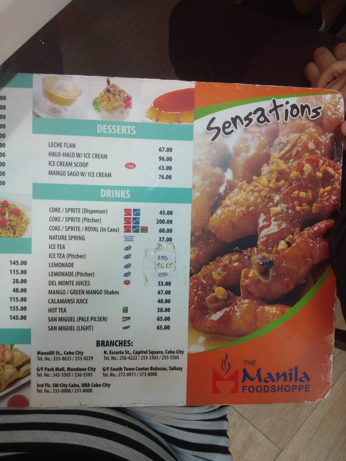 Menu at Manila Foodshoppe - Manalili St. restaurant, Cebu City, Manalili St