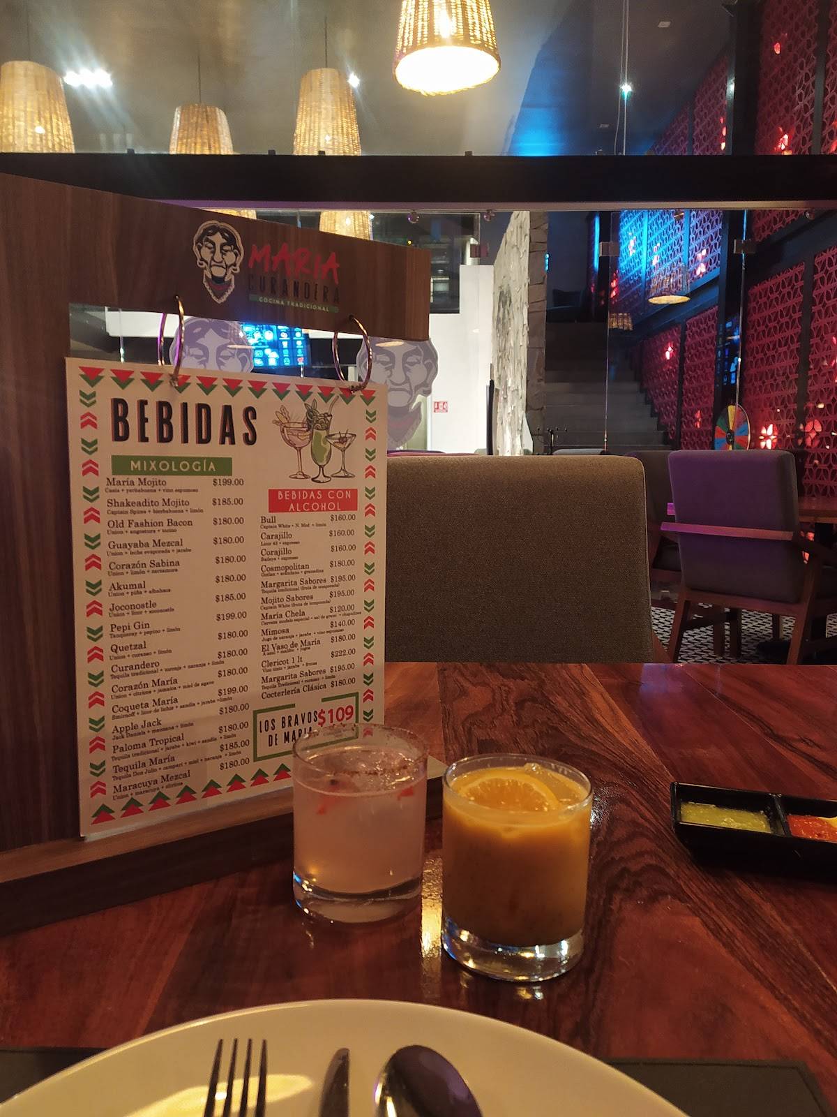 Carta del restaurante María Curandera, Ciudad López Mateos