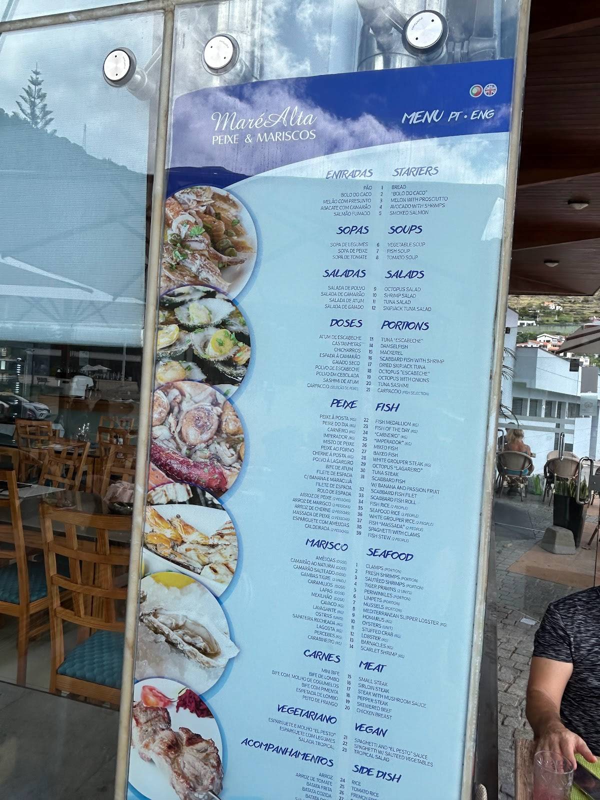 Menu at MaréAlta - Peixe & Mariscos restaurant, Machico