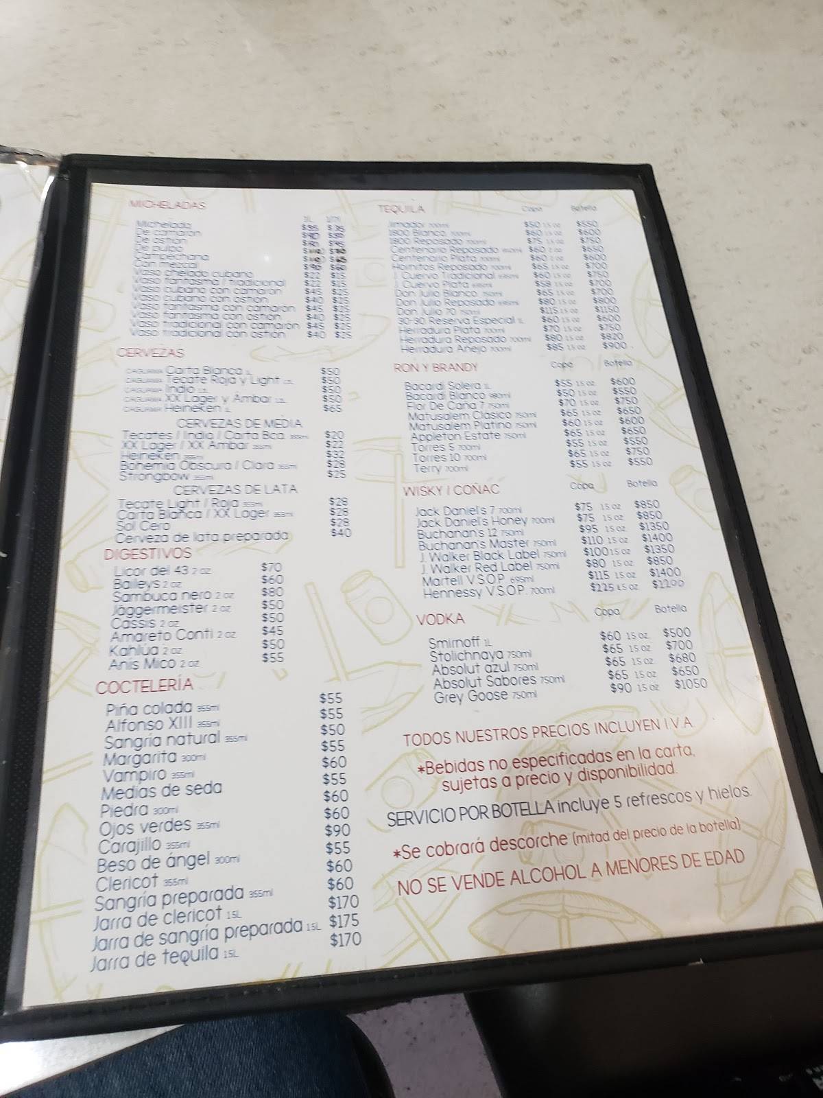 Carta del restaurante Mariscos El Chak, Morelia, Laguna del Parras 79