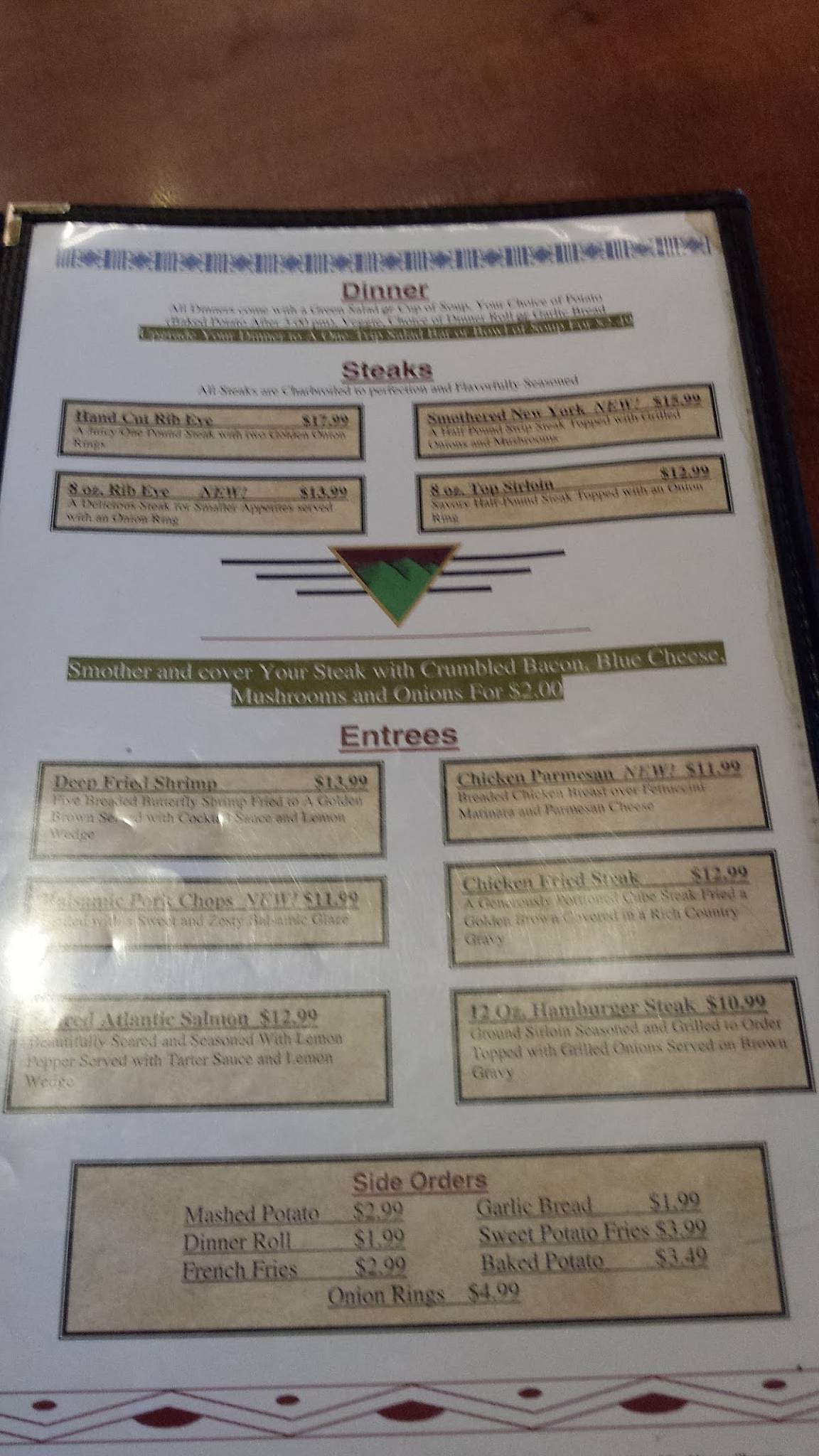 Menu at Mary & Moe's WigWam pub & bar, Fernley