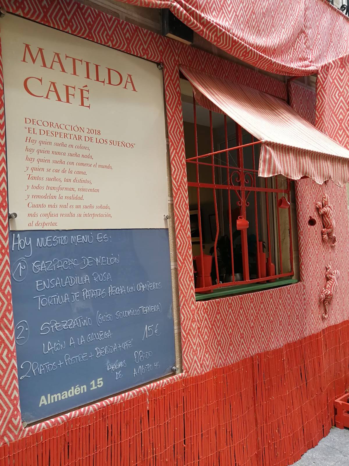 Carta de cafetería Matilda, Madrid, Almadén 15