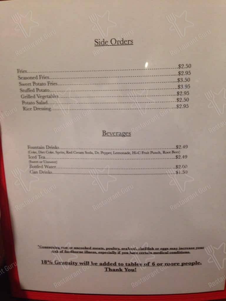 Menu at Me-Maw's Cajun Cuisine BBQ, Golden Meadow