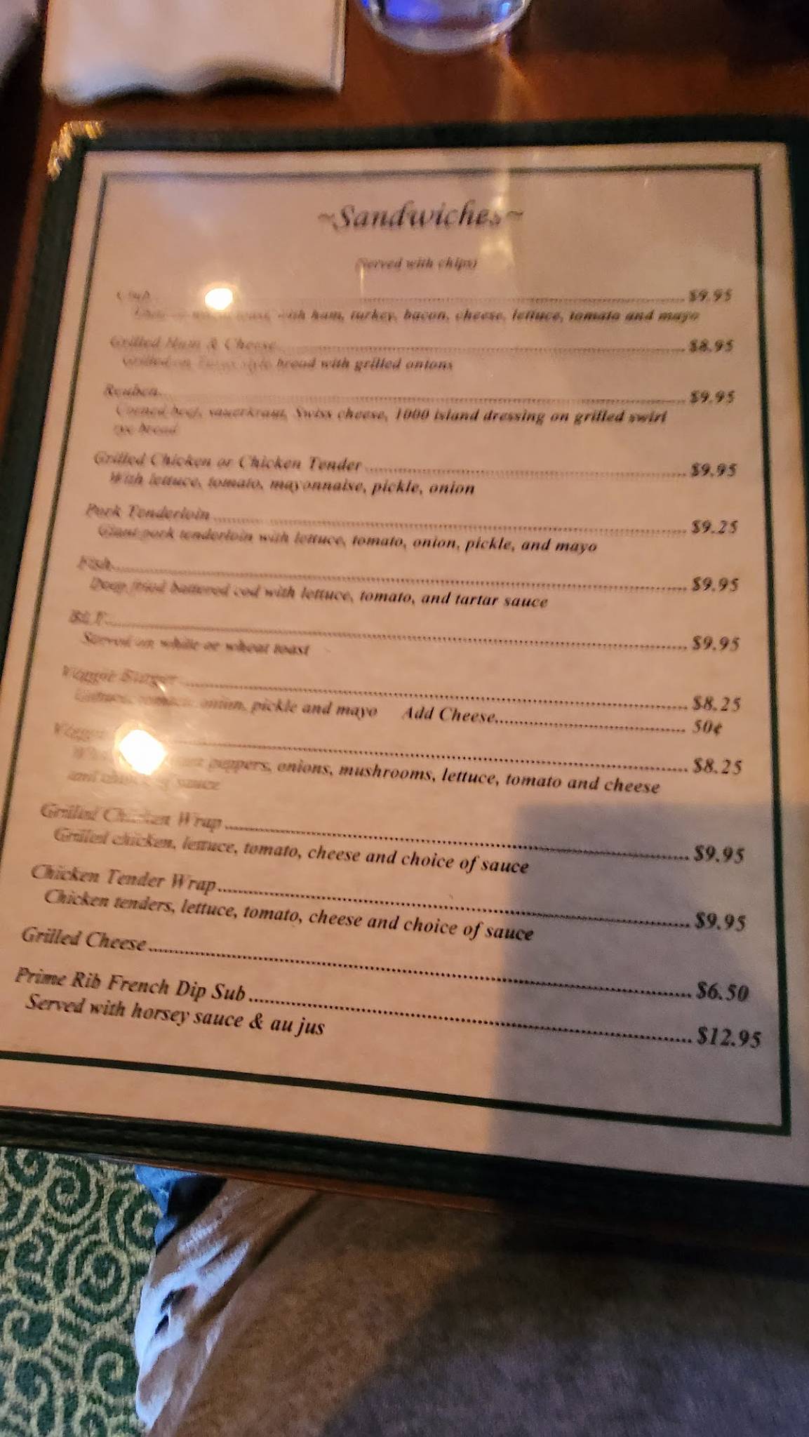 Menu at Meadows Restaurant, Springfield