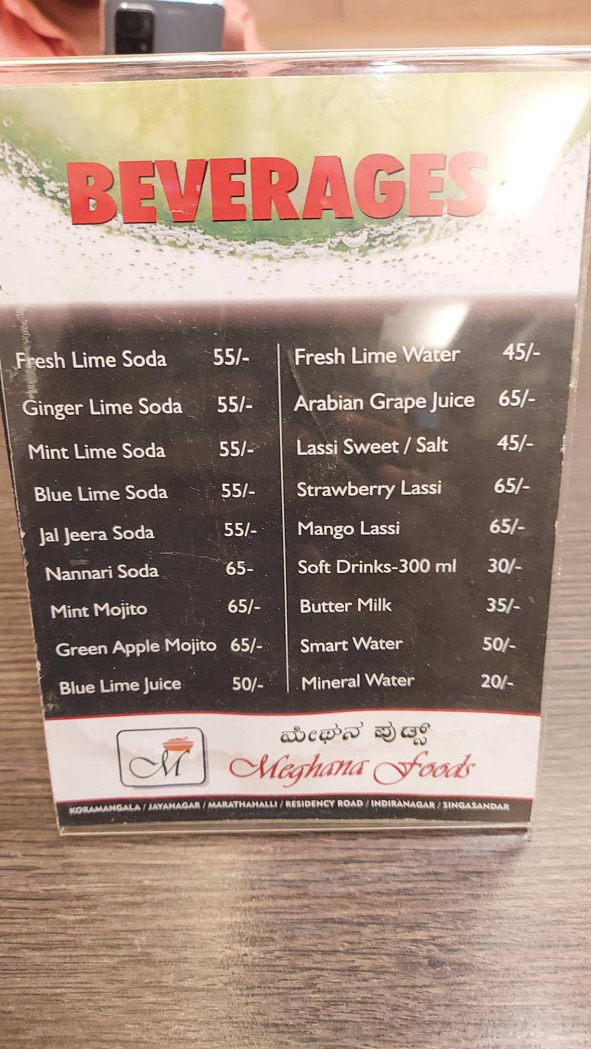 Menu at Meghana Foods Residency Road, Bengaluru, Jayalakshmi Chambers