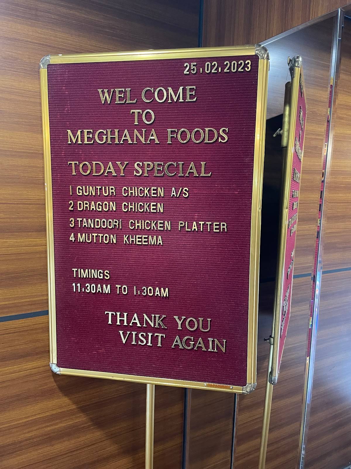 Menu at Meghana Foods Residency Road, Bengaluru, Jayalakshmi Chambers