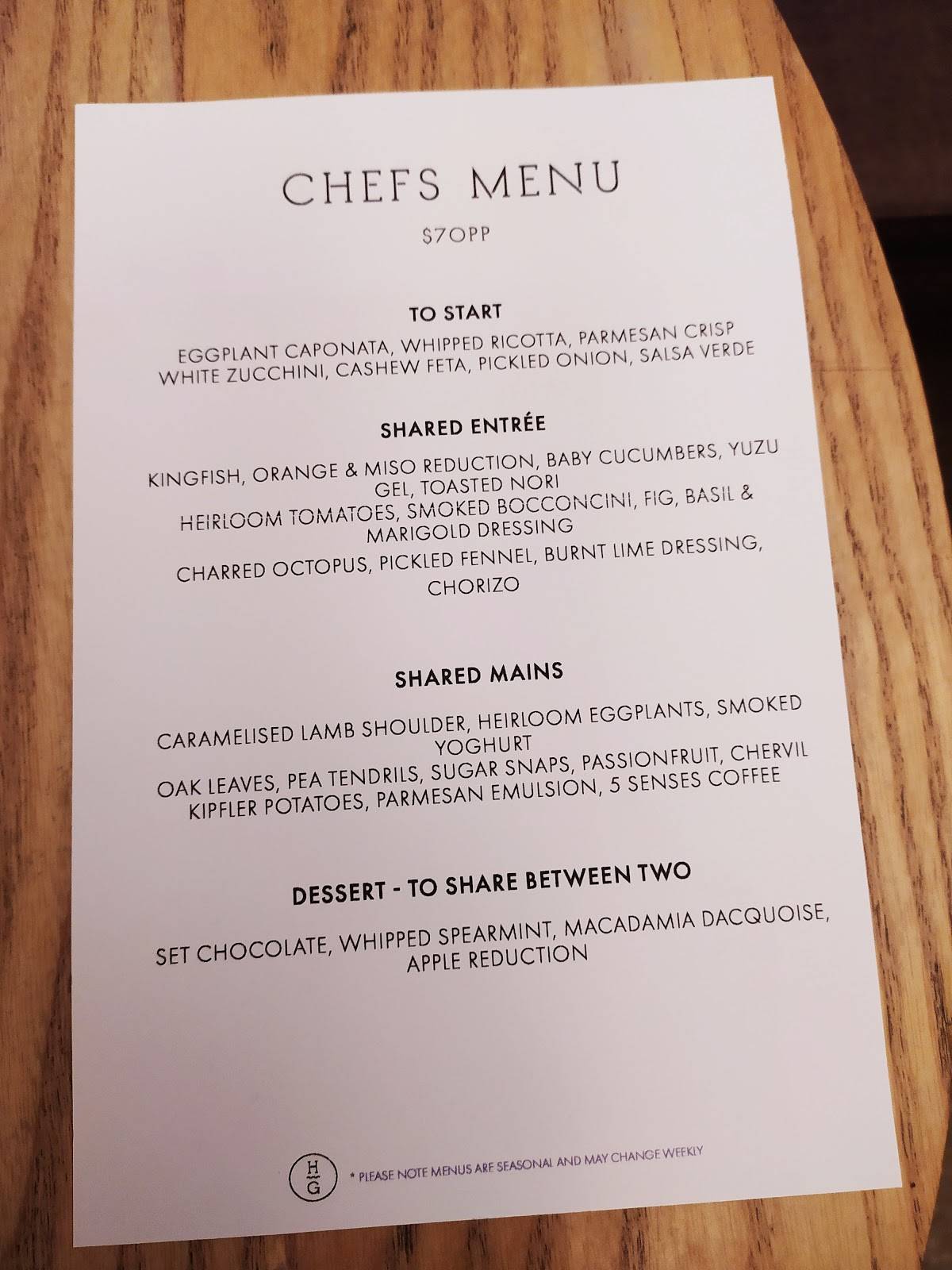 Menu at Higher Ground cafe, Melbourne