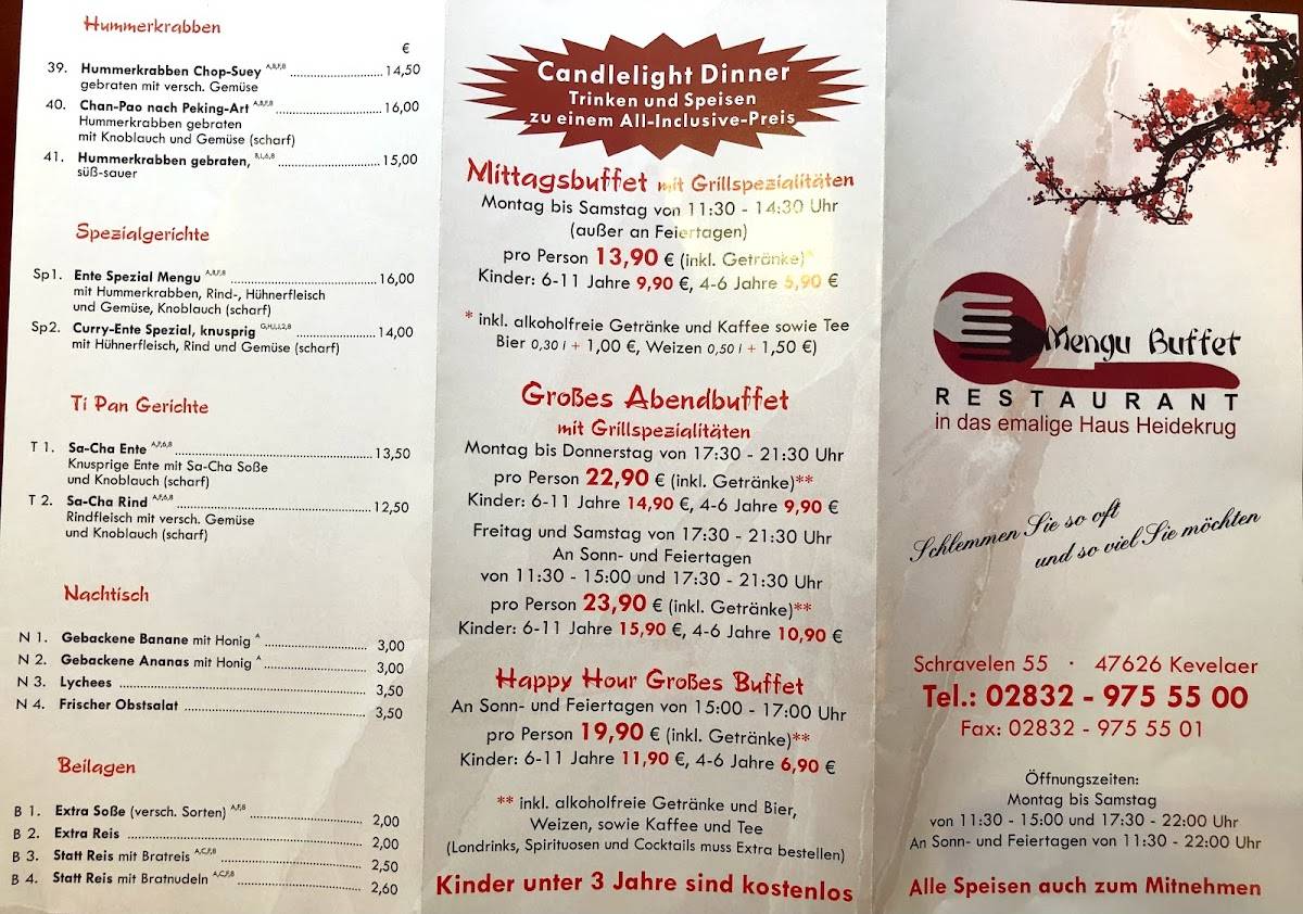 Speisekarte von Mengu Buffet restaurant, Kevelaer