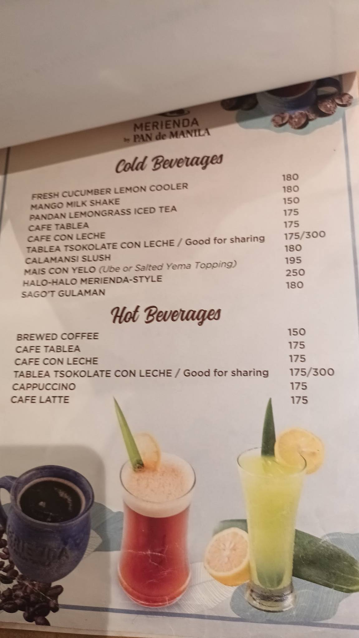 Menu at Merienda by Pan de Manila restaurant, Pasig