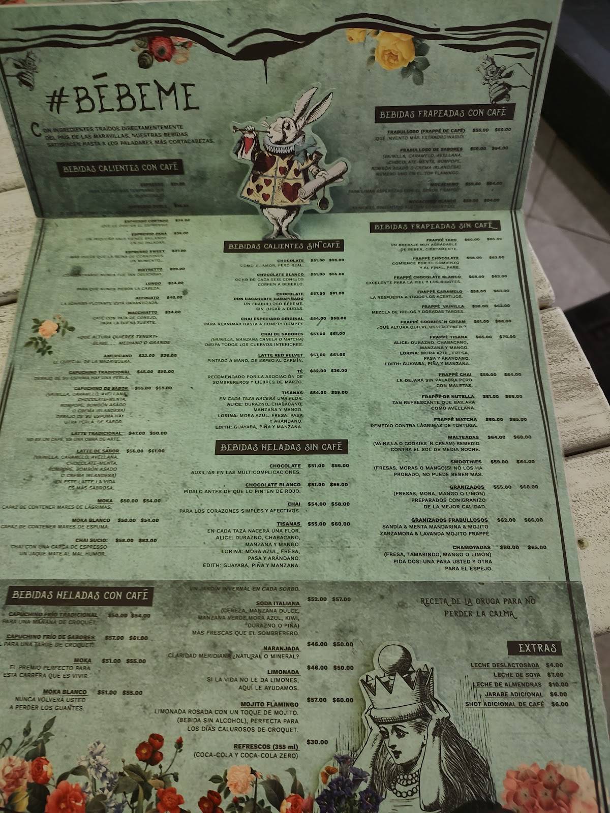 Carta de Down The Rabbit Hole / Cafetería & Crepería, Ciudad de México