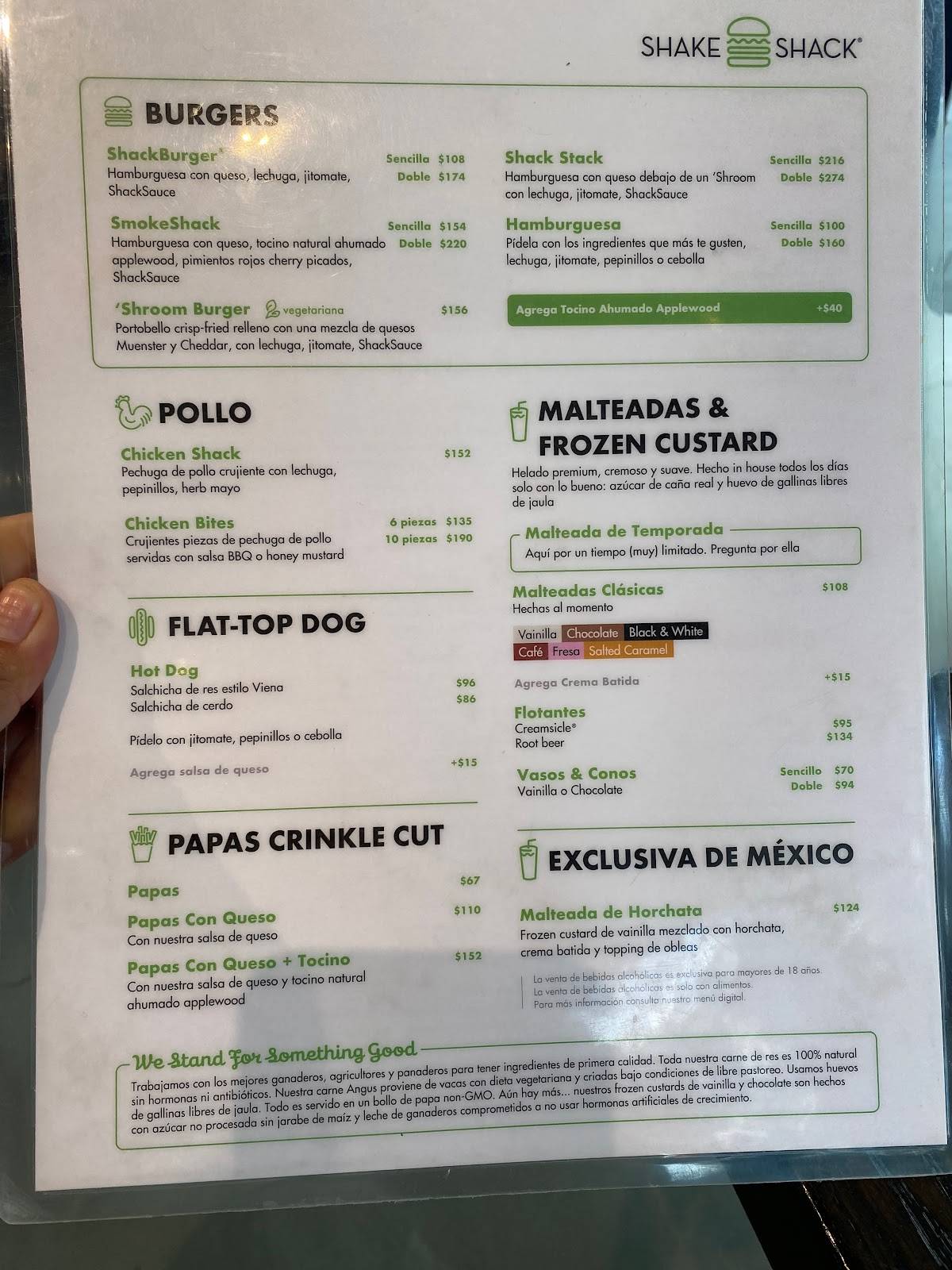 Carta del restaurante Shake Shack Reforma 333, Ciudad López Mateos, Av ...