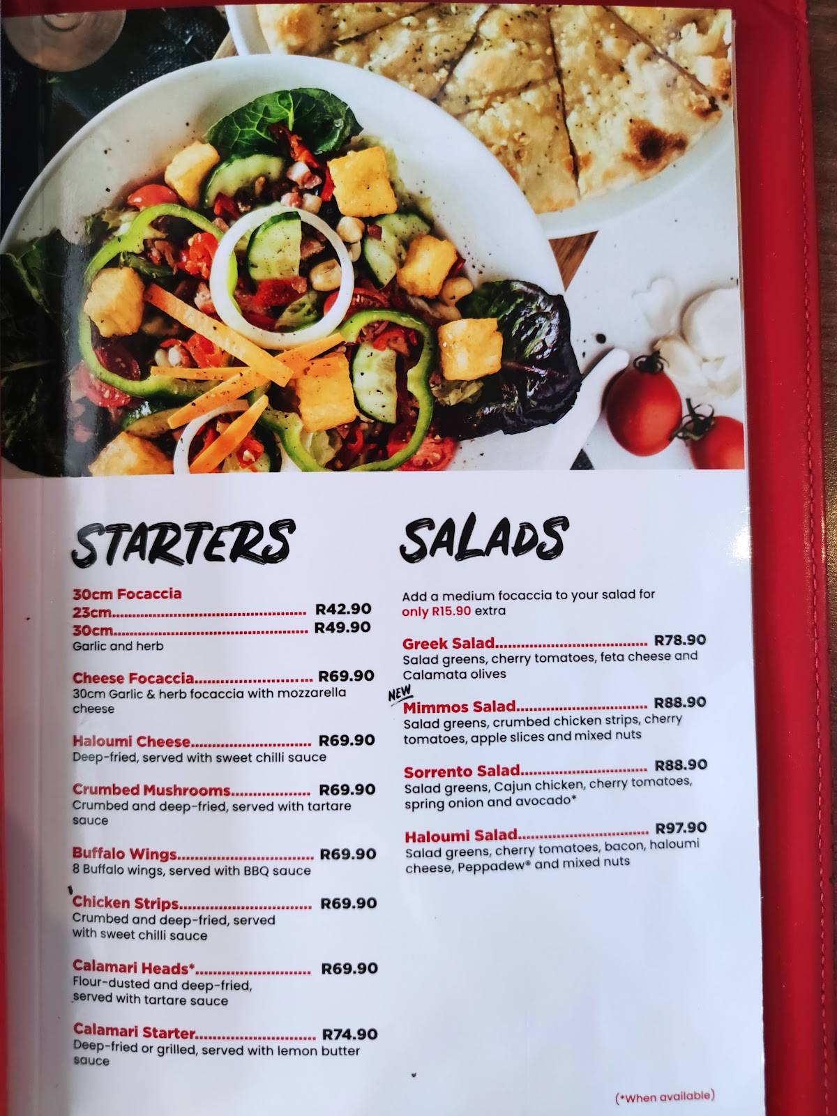 Menu at Mimmos Centurion restaurant, Centurion, 4