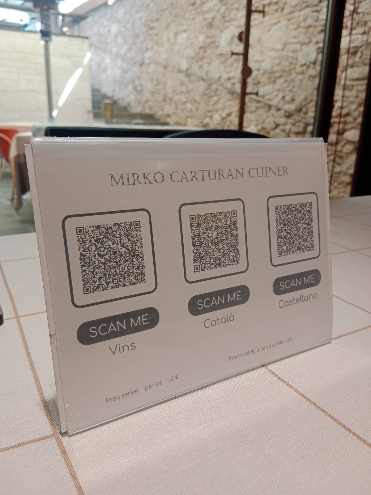Menu at Mirko Carturan Restaurant, Caldes de Montbui