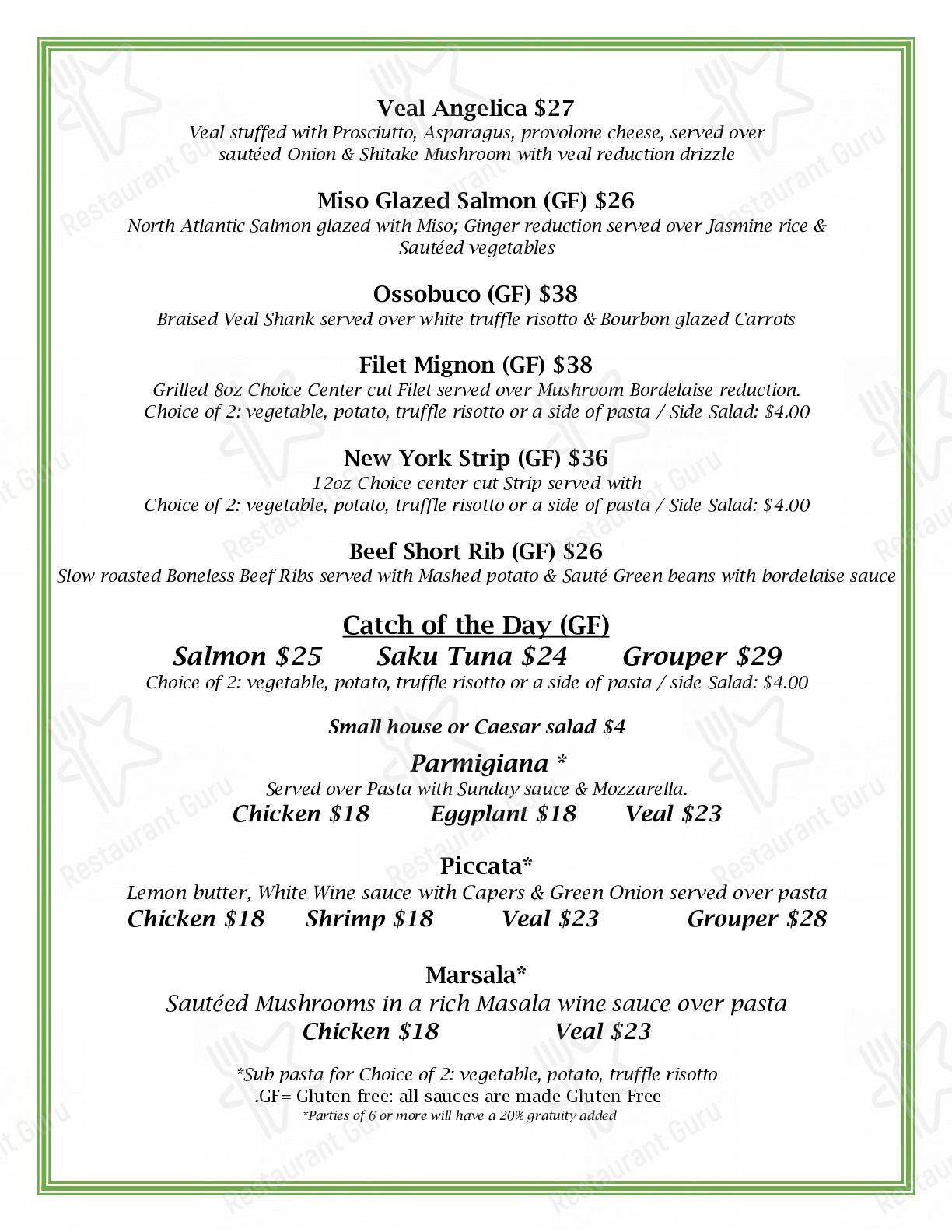 Menu at Misto Bar & Grill, Cape Coral