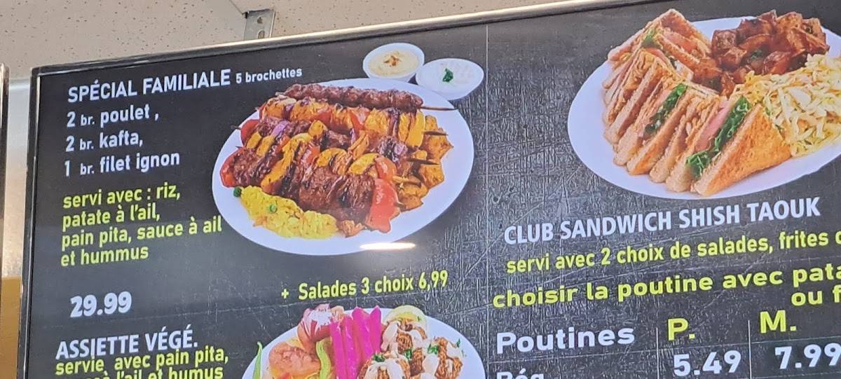 Menu au Restaurant Mon Shish Taouk, Candiac