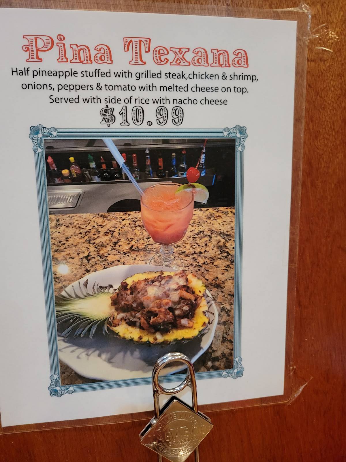 Menu at Monte D Rey restaurant, West Jefferson