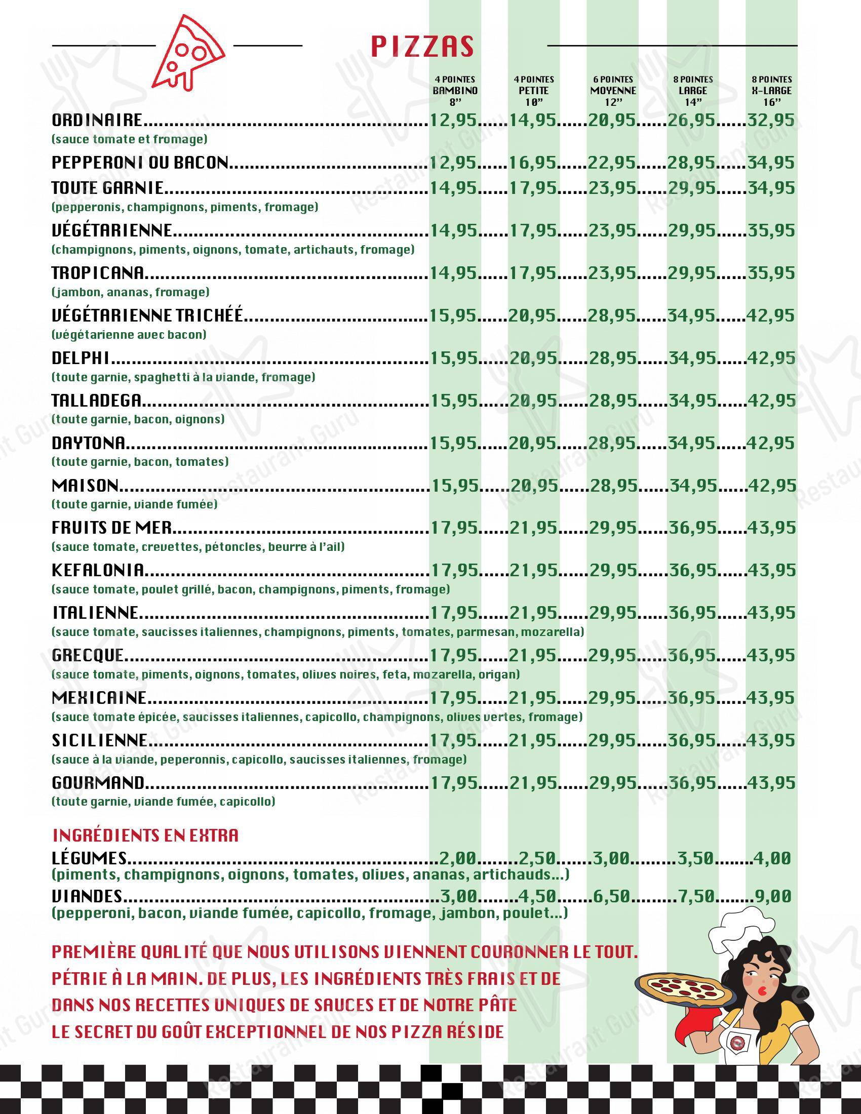 Menu at Restaurant Pizzeria Daytona, Saint-Eustache