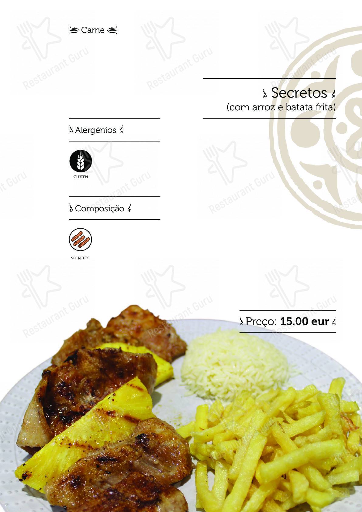 Menu em Mosteiro do Leitão restaurante, Batalha, IC2
